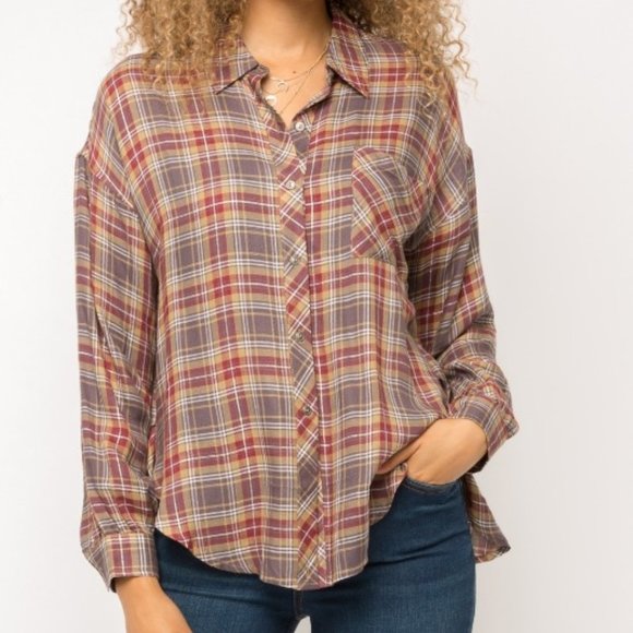 Mystree | Tops | Mystree Mustard Plaid Button Down Top | Poshmark